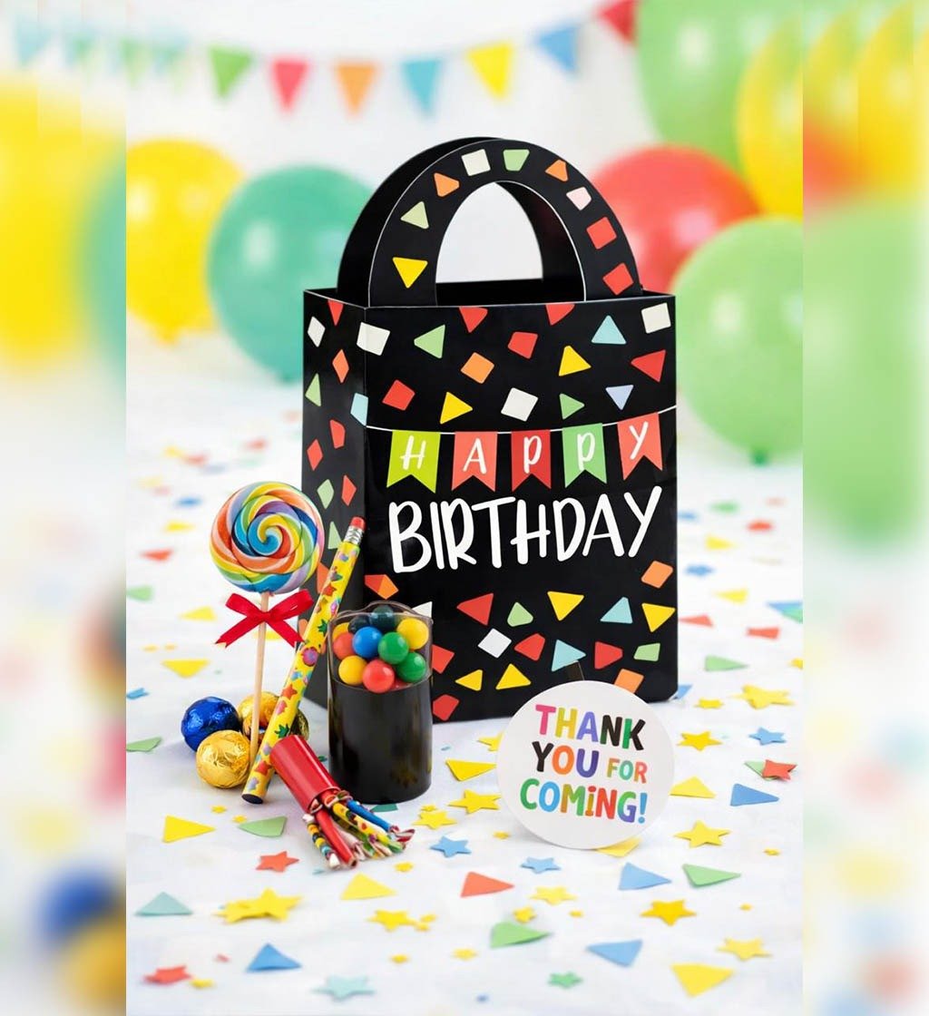 Happy Birthday Printed Tote Bag | Party Favor Goodies Bag